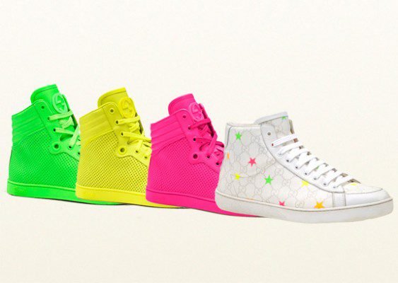 Neon Leather & Gucci GG Supreme Stars Canvas High-Top Sneakers ...